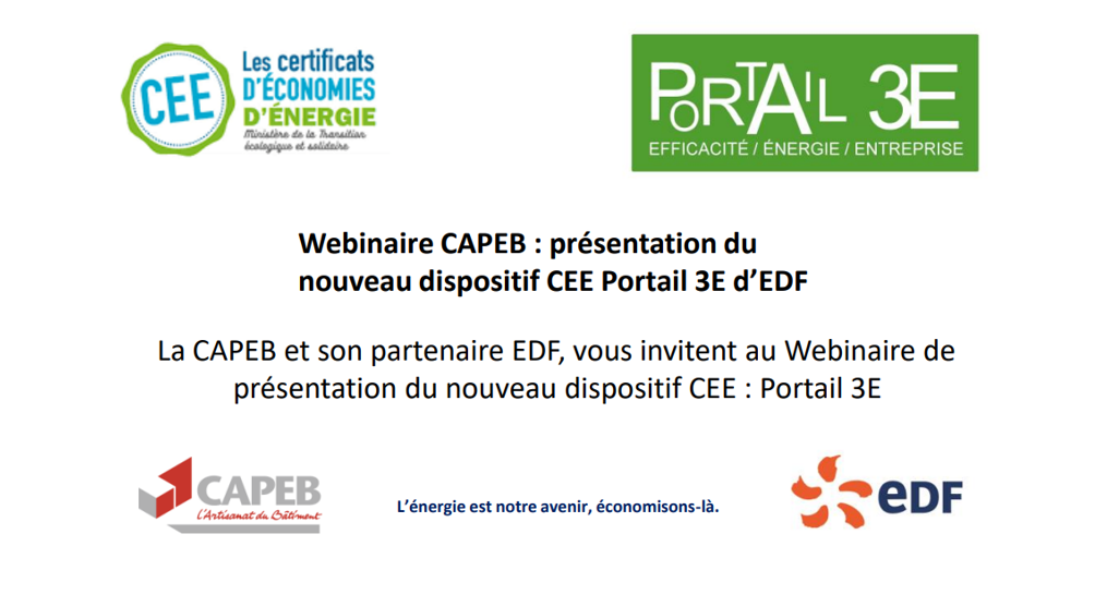 Webinaire CAPEB CEE avec EDF ・ CAPEB